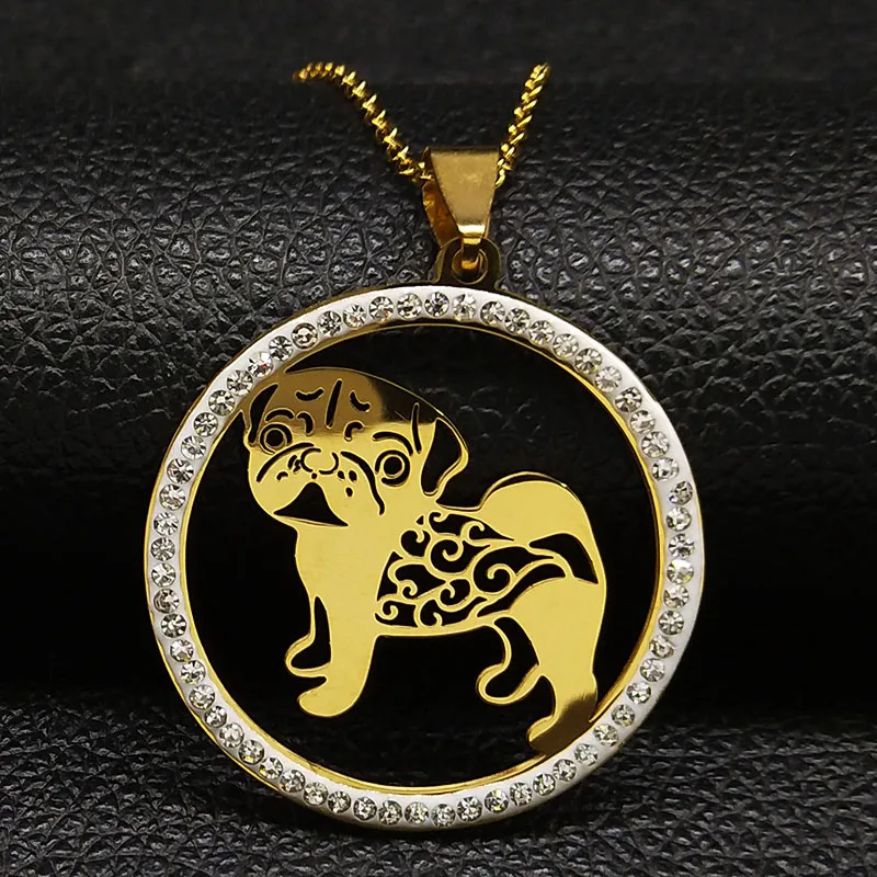 Fashion-Pug-Dog-Crystal-Stainless-Steel-Necklace-Women-Gold-Color ...