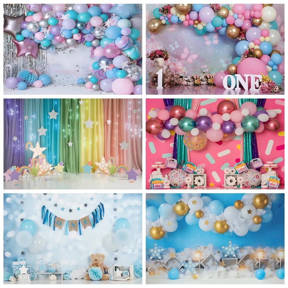 Newborn Baby 1st Birthday Party Backdrops Colorful Balloon Girl Boy ...