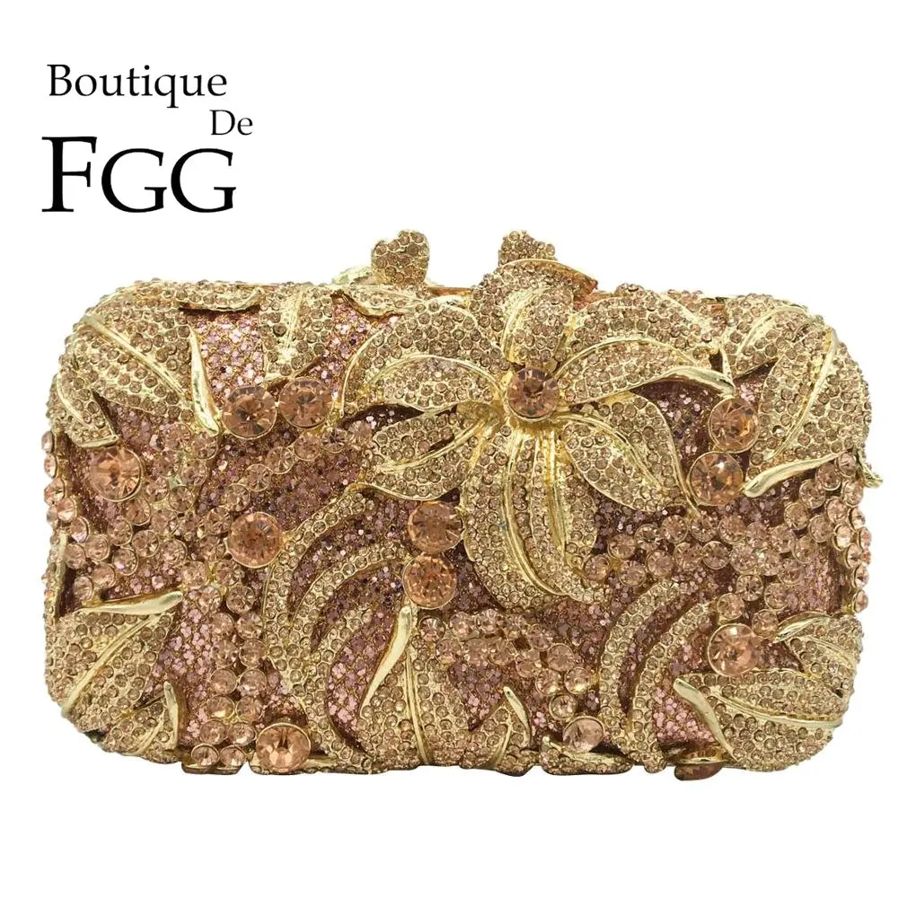 Boutique De FGG Women Champagne Evening Purses and Handbags Wedding ...