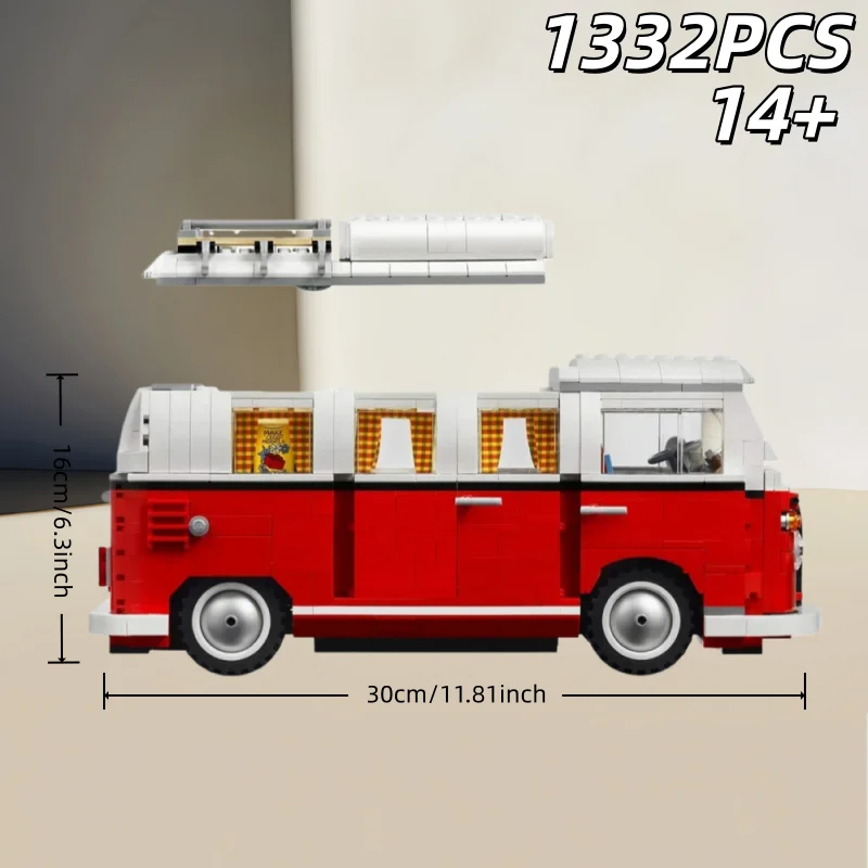 DIY Retro T1 Camping Bus Building Blocks Set MOC-10220 Picnic Car Model ...