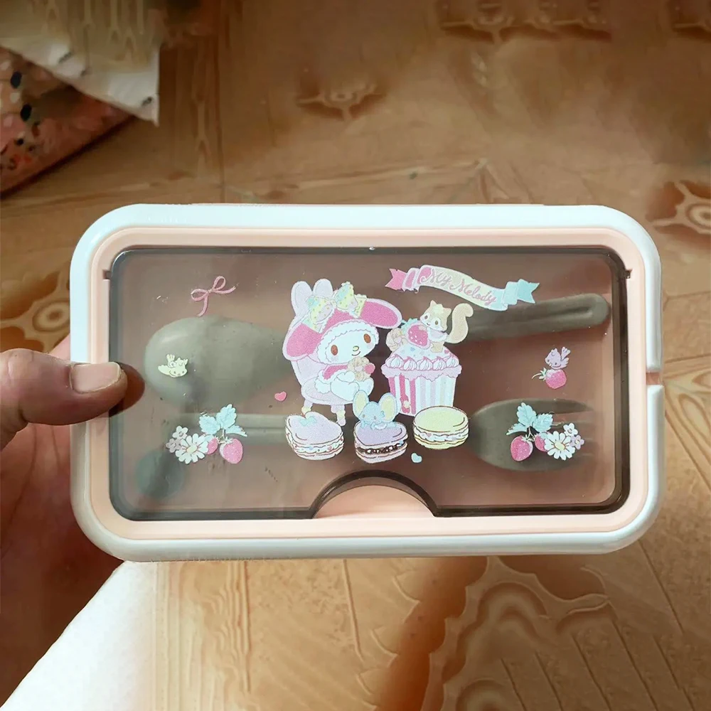 Anime-Sanrio-Lunch-Box-Hello-Kitty-Kuromi-Bring-Cutlery-Divided-Bento ...