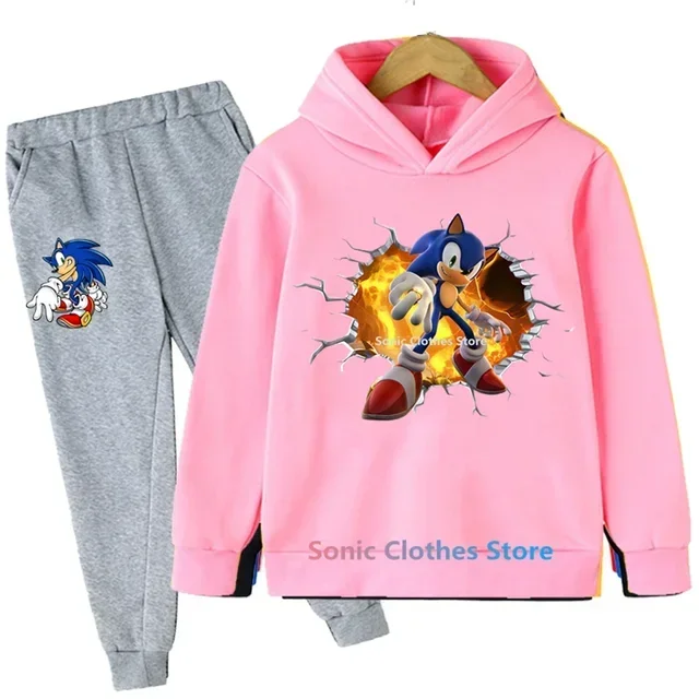 Conjuntos de ropa con capucha y pantalones de Sonic para niños y niñas ...