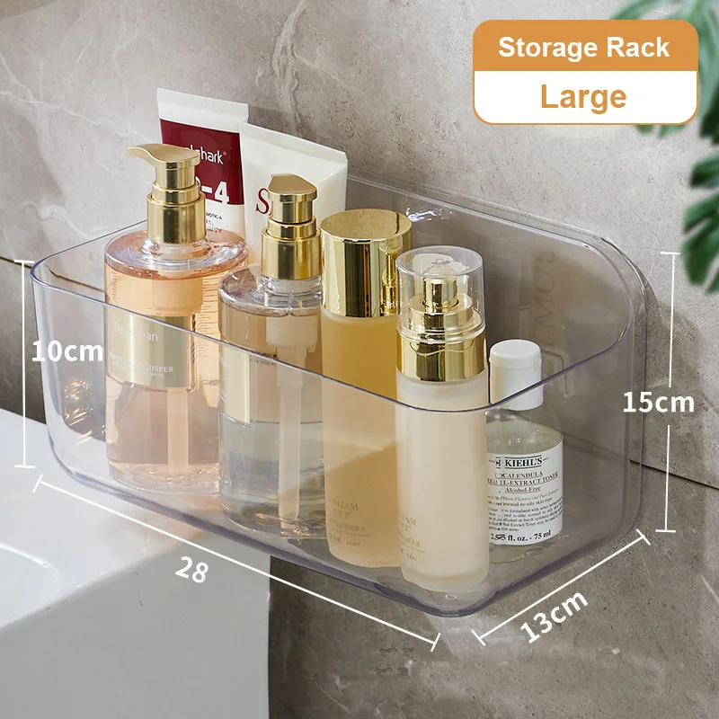 Large Transparent Bathroom Shelf, Adhesive Wall-Mounted Storage for ...