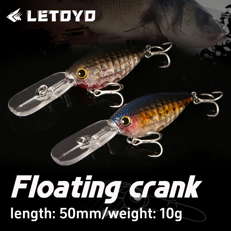 LETOYO-10g-3D-Laser-fishing-lure-Colorful-Painting-Crank-bait-for-trout ...