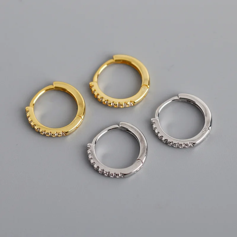 Fashion Cubic Zirconia Gold Color Hoop Earrings Round Crystal Ear