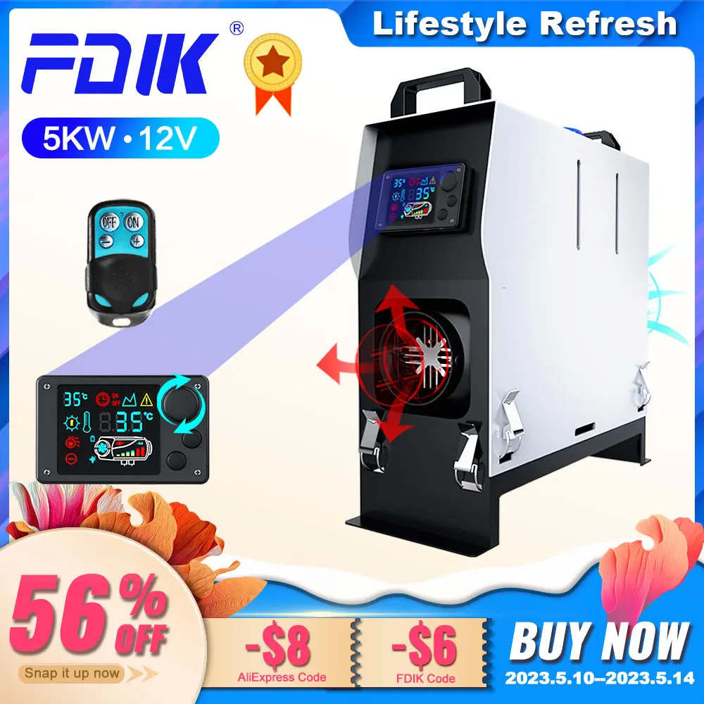 FDIK 올인원 디젤 주차 히터, 휴대용 차고 난방 팬 노브 스위치 히터, 5 kw12 v, 에버스패커 PK LF Bro|난방 ...
