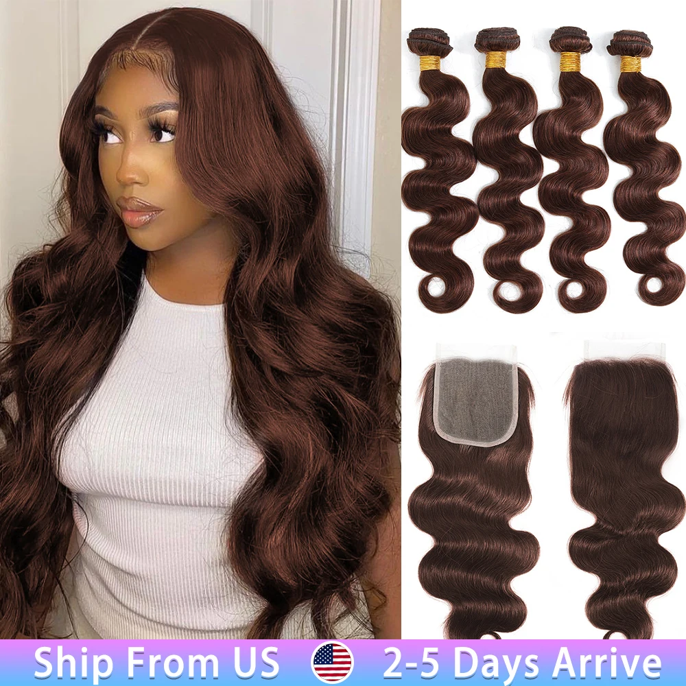 Tissage en lot coloré brésilien Body Wave avec Closure, mèches de ...