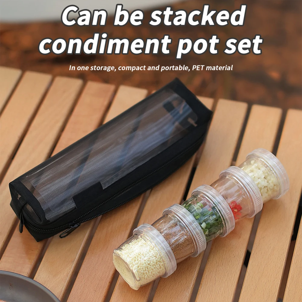 5pcs-Portable-Spice-Jars-With-Spice-Bag-Travel-Multi-Stackable ...