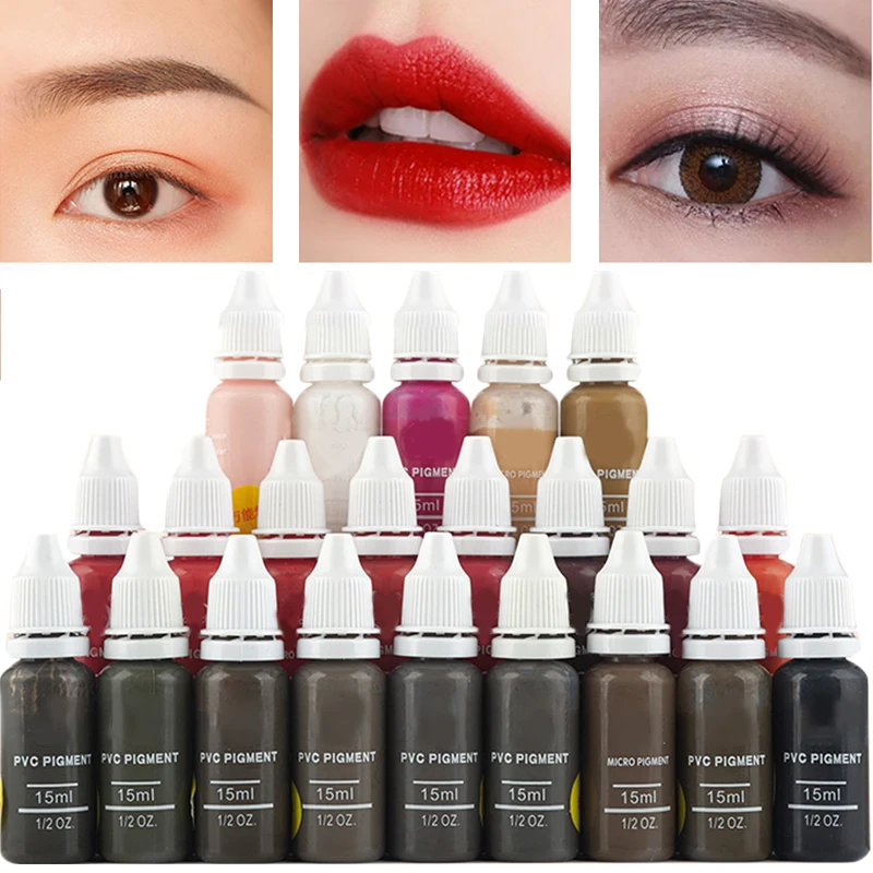 15ml-Professional-Tattoo-Ink-Set-Permanent-Makeup-Eyebrow-Lips-Eyeline ...