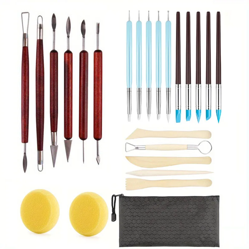 24-Pcs-Pottery-Clay-Sculpting-Tools-Ceramic-Clay-Carving-Tool-Set-for ...