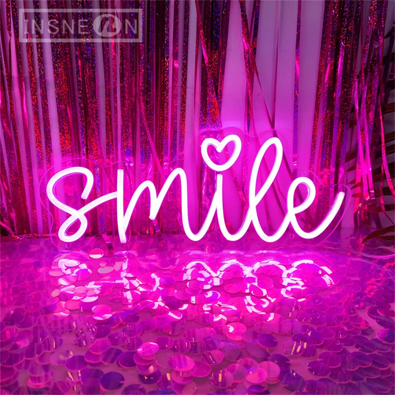 Smile Neon Sign Light Room Wall Decor Neon Led Signs for Bedroom Party ...