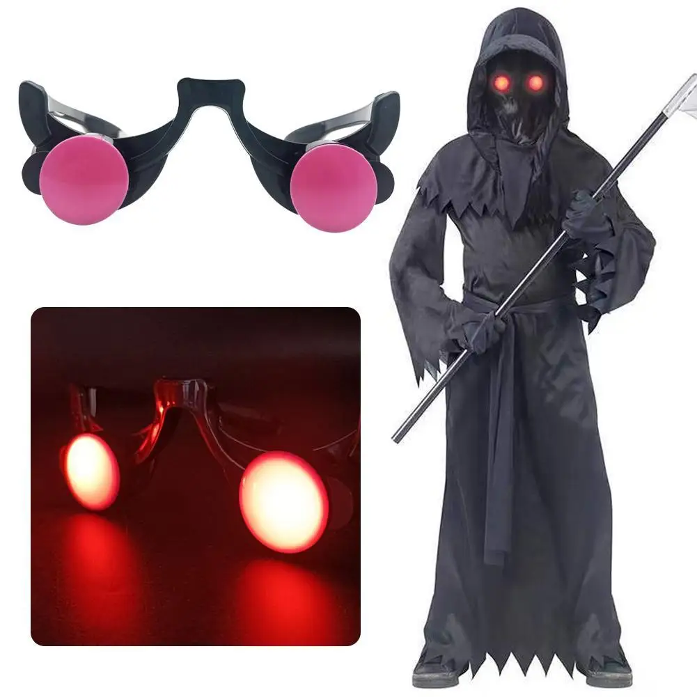 LED Luminous Glow Glasses Funny Red Eyes Halloween Clown Cosplay Anime ...