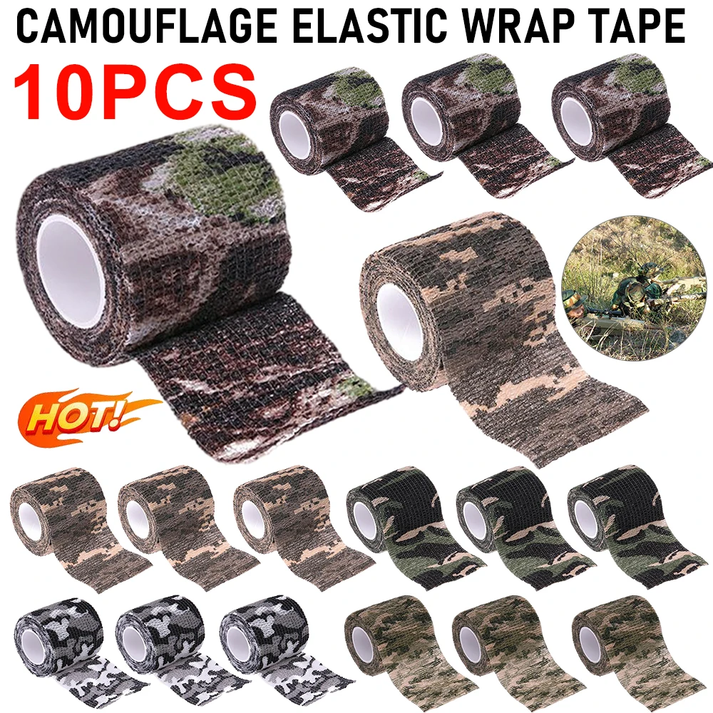 10pcs-Camouflage-Elastic-Wrap-Tape-Hunt-Disguise-Elastoplast-Self ...