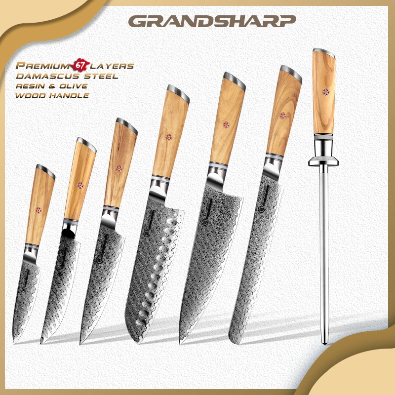 Grandsharp-1-7-Pcs-Kitchen-Knife-Set-Japanese-Damascus-Knife-AUS-10 ...