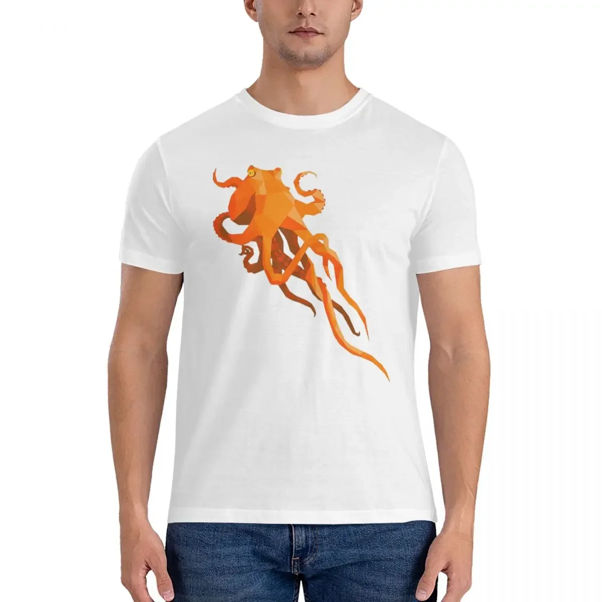 100-Cotton-Geometric-Octopus-T-shirt-Unisex-Funny-Oversized-T-Shirt-Men ...
