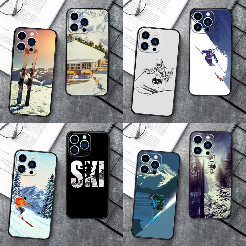 Skiing Snow Snowboard Ski Phone Cover For iPhone 16 15 12 11 13 14 Pro ...