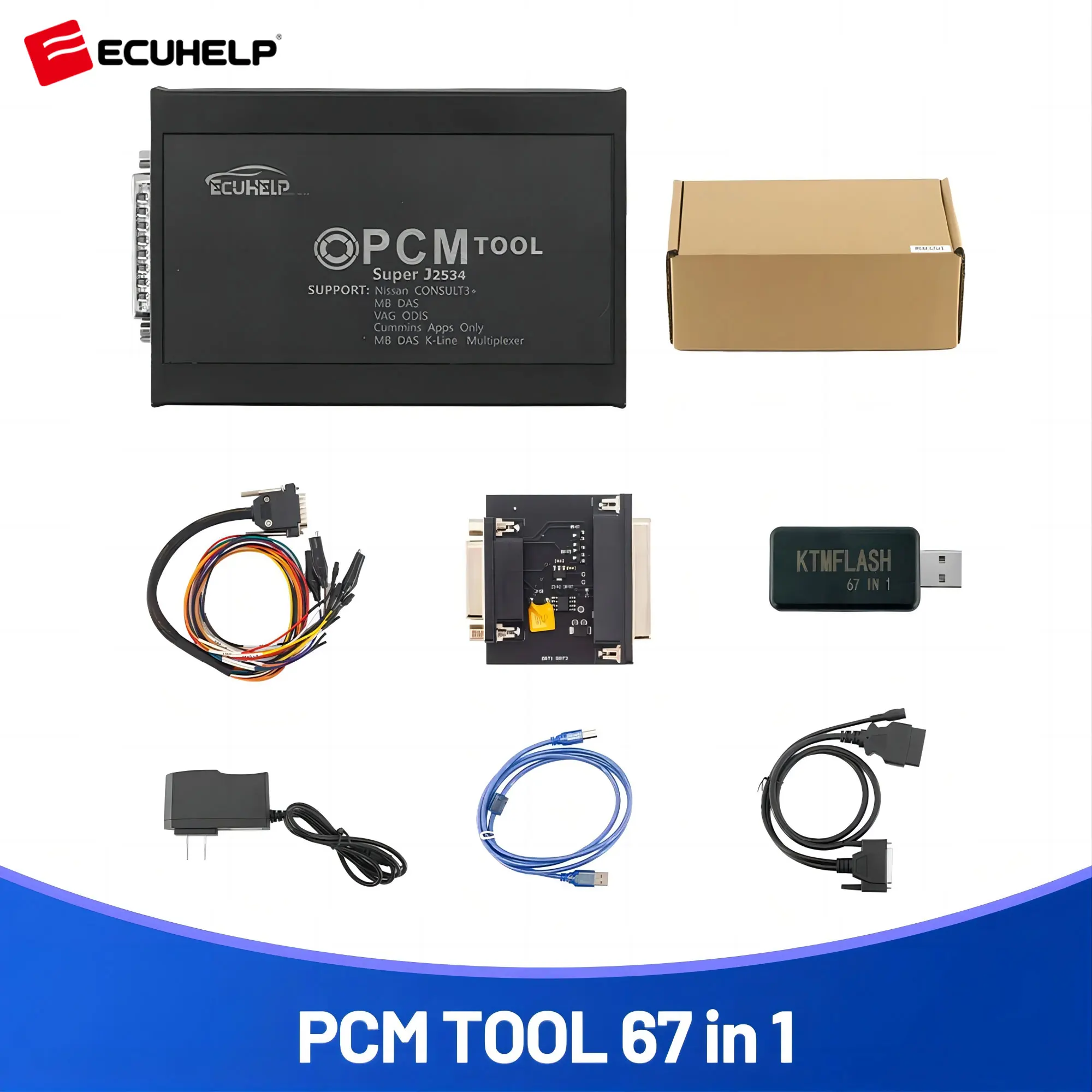 ECUHELP PCM ferramenta Super J2534 PCMFlash 67 em 1 programador ECU ...