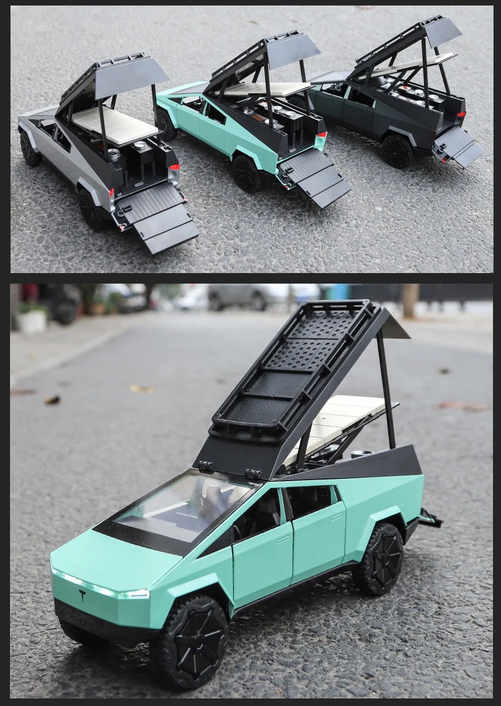 1:24 Tesla Cybertruck Camping RV Alloy Die Cast Car Model Sound and ...