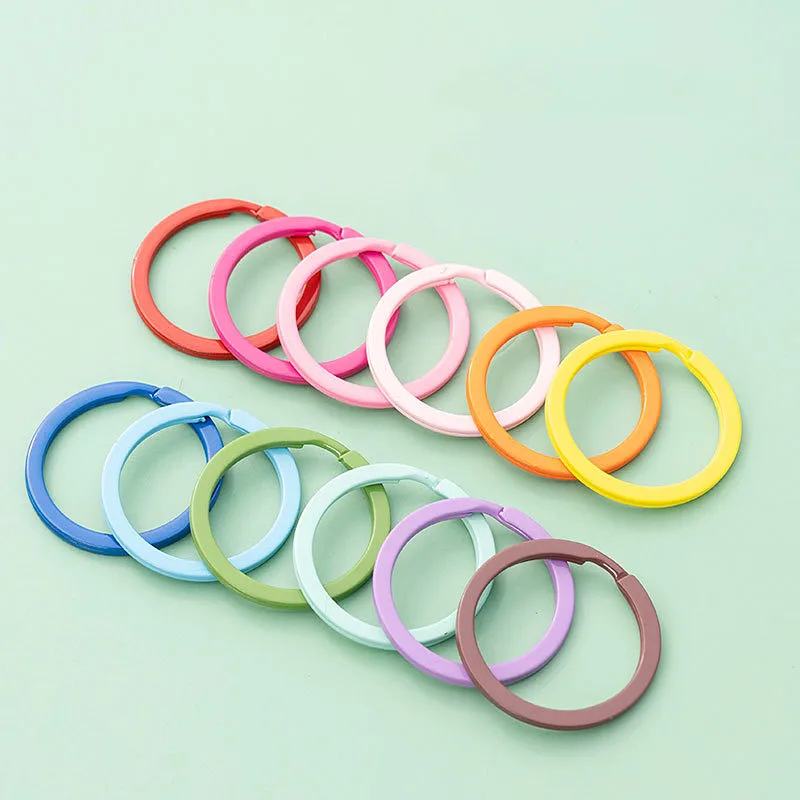 10Pcs-30mm-Mixed-Alloy-Keyring-Jump-Rings-Candy-Color-Flat-Roung-Key ...