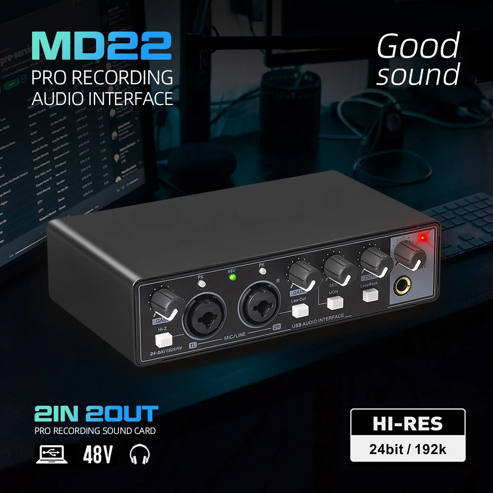 MD22-Professional-Audio-Sound-Card-Monitor-Electric-Guitar-Recording ...