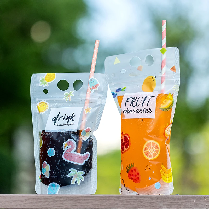 20/50/100Pcs Transparent Plastic Bag Juice Drink Milk Tea Package ...