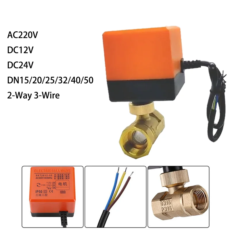 Ac-220V-DC-12V-Brass-Electric-Thread-Ball-Valve-2-way-3-wire-Solenoid ...