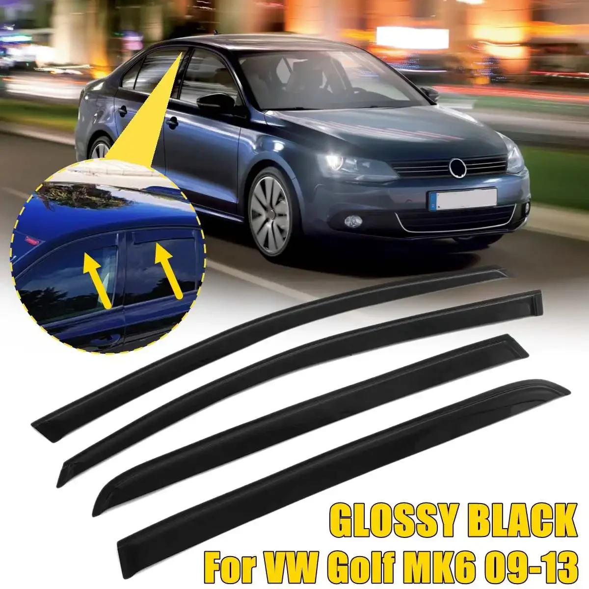 4PCS-Car-Window-Wind-Deflectors-Tinted-For-VW-Golf-6th-Gen-MK6-2009 ...