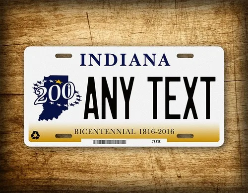 Custom Bicentennial Indiana State License Plate IN Replica Text Novelty ...