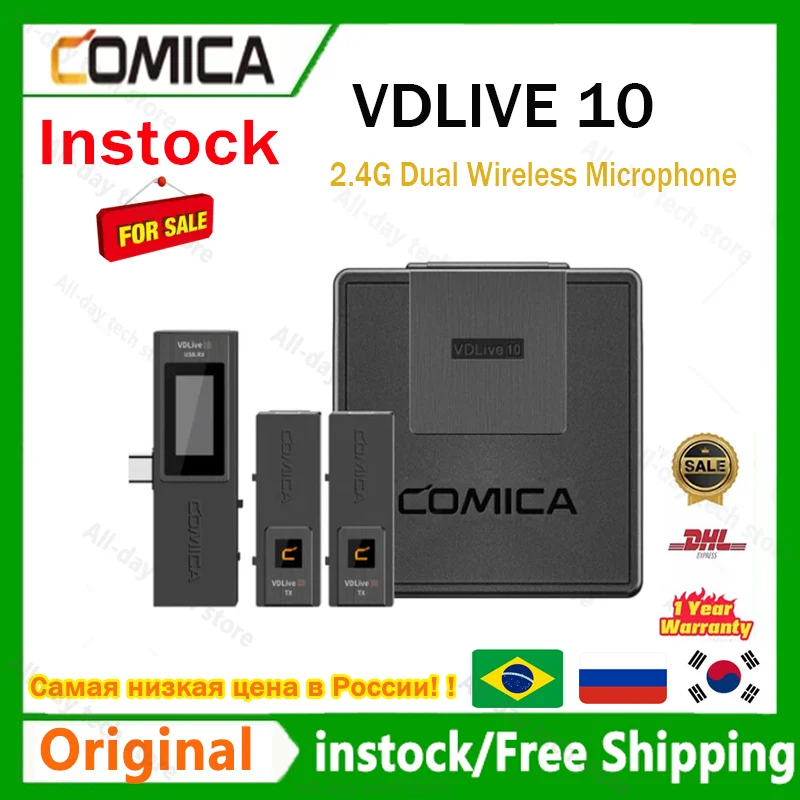 Comica VDLIVE 10 2.4G Dual Wireless Microphone System with Charging ...