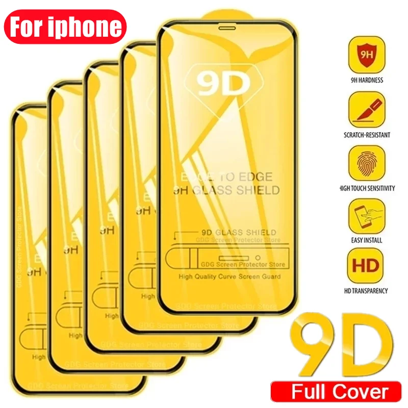 Protector-de-pantalla-de-vidrio-templado-9D-para-IPhone-cubierta-completa-de-vidrio-para-IPhone ...