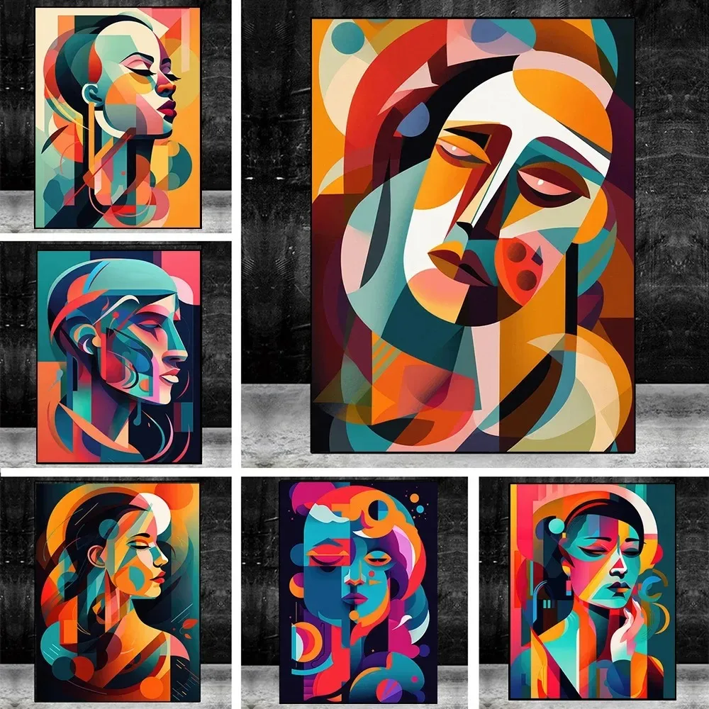 Nordic-Abstract-Aesthetics-Wall-Art-Color-Irregular-Faces-HD-Oil-on ...