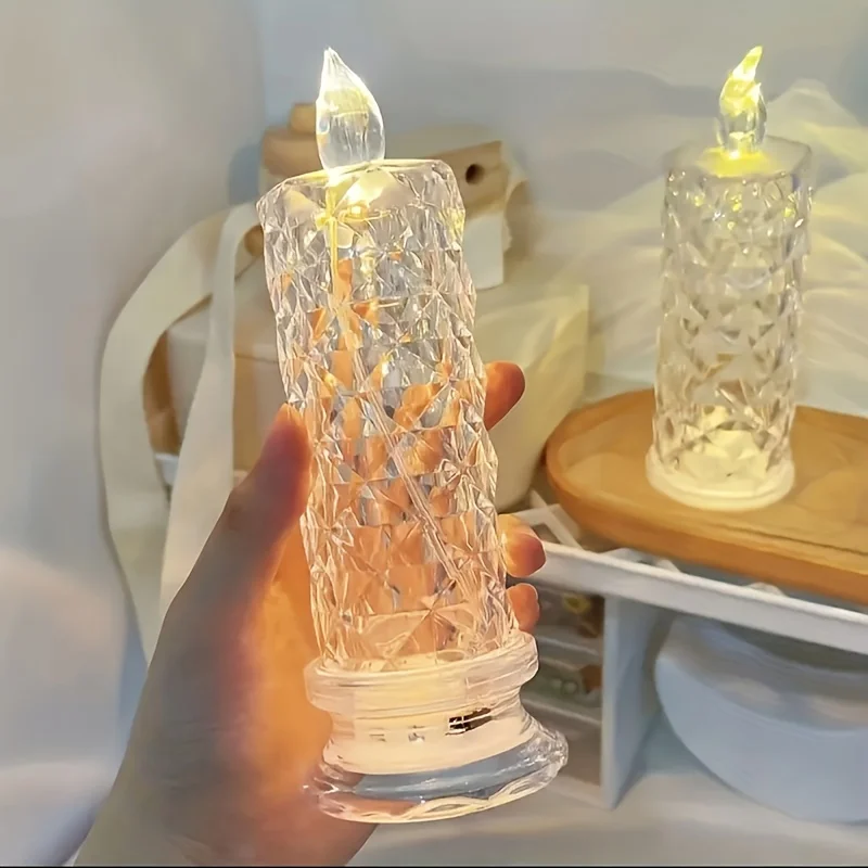Led-Candle-Light-Rose-Pattern-Projection-Simulation-Flameless-Candle ...