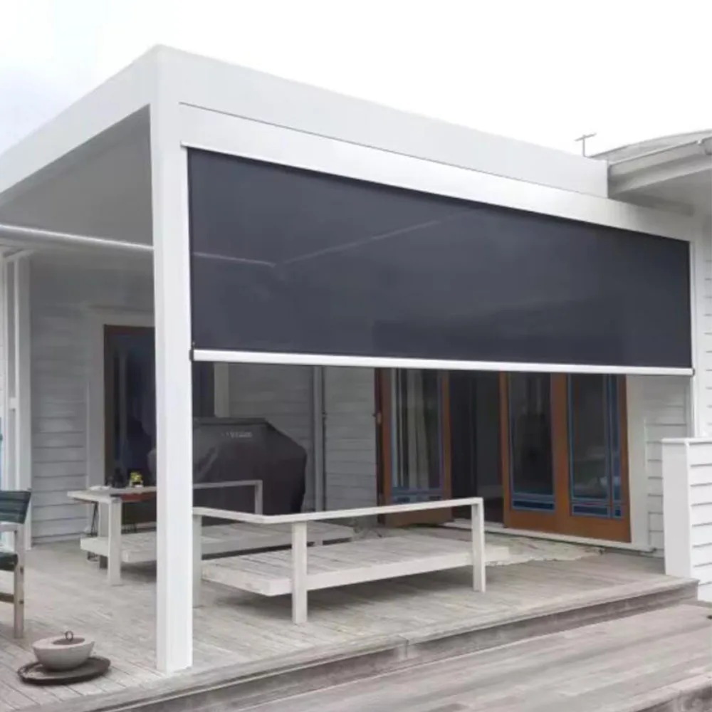 customed-Motorized-outdoor-Patio-screens-Zip-Track-Windproof-Roller ...
