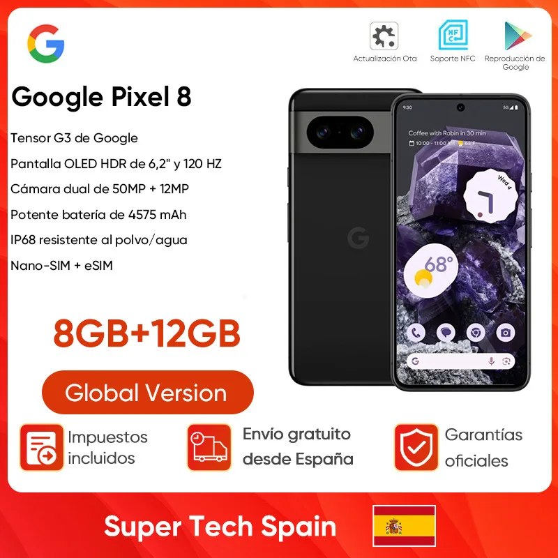 Google-Pixel-8-8GB-128GB-2023-New-Original-5G-Google-Tensor-G3-With ...