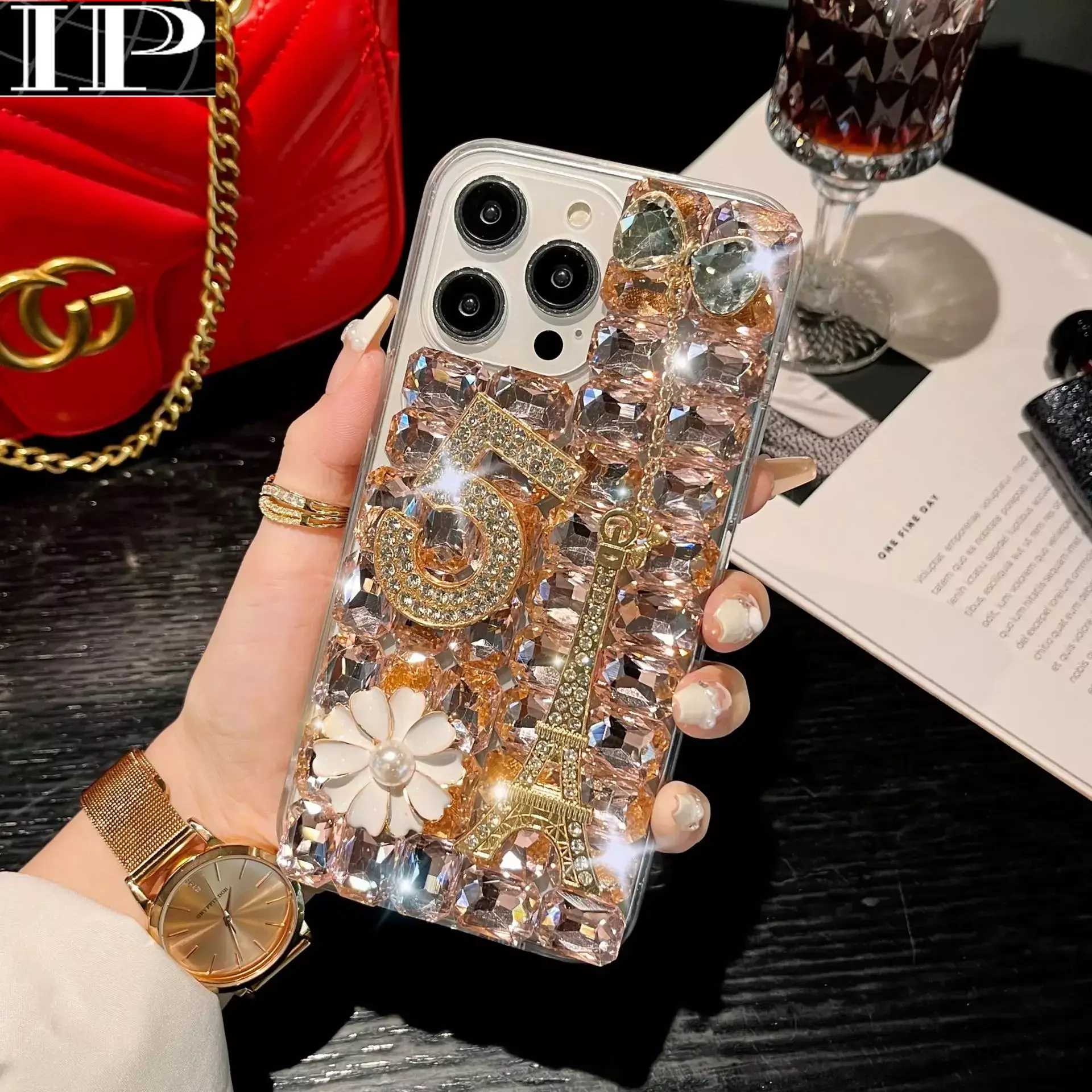 Luxury-Glitter-Shiny-With-Iron-Tower-5-Words-Rhinestone-Phone-Case-For ...