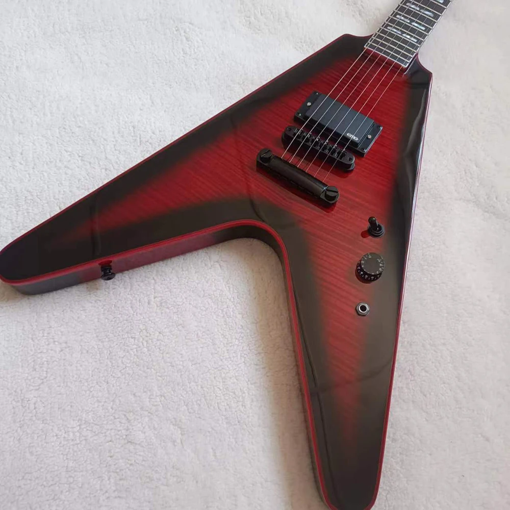 Guitarra-El-ctrica-Flame-Maple-Top-Flying-V-hardware-nicromo-color ...