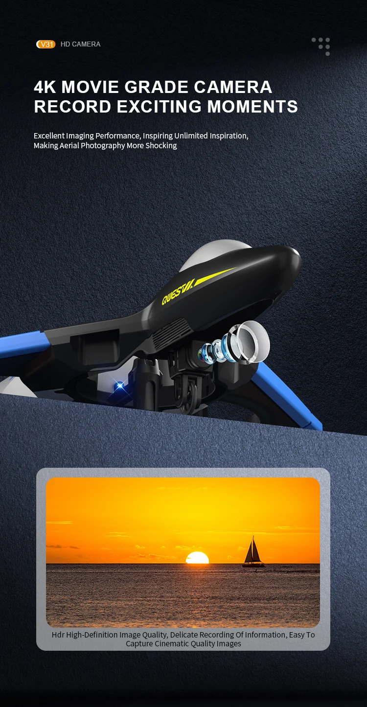 Caméra Green-HD-4B-Avion RC en mousse avec caméra 4K et lumières LED ...