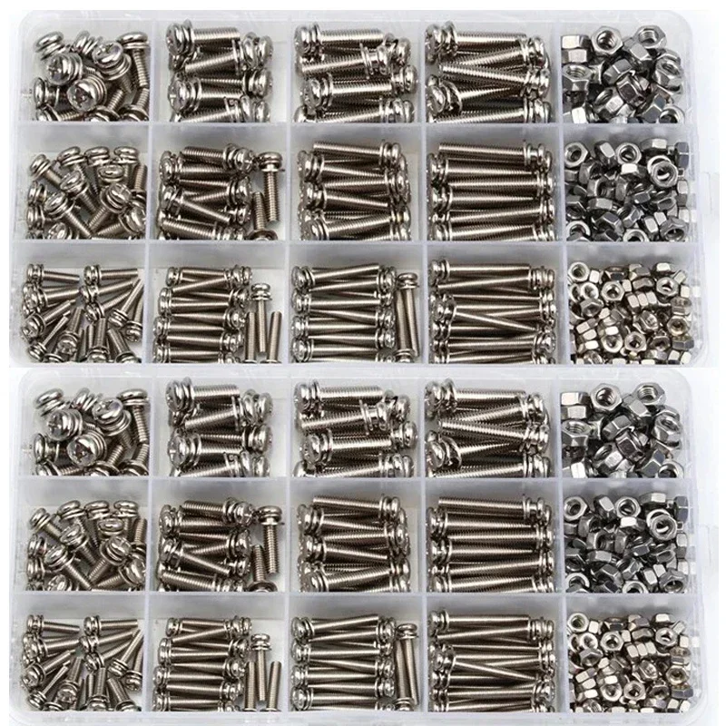 M3-M4-M5-Stainless-Steel-Micro-Thread-Round-Head-Screw-Nut-Bolt-Cross ...