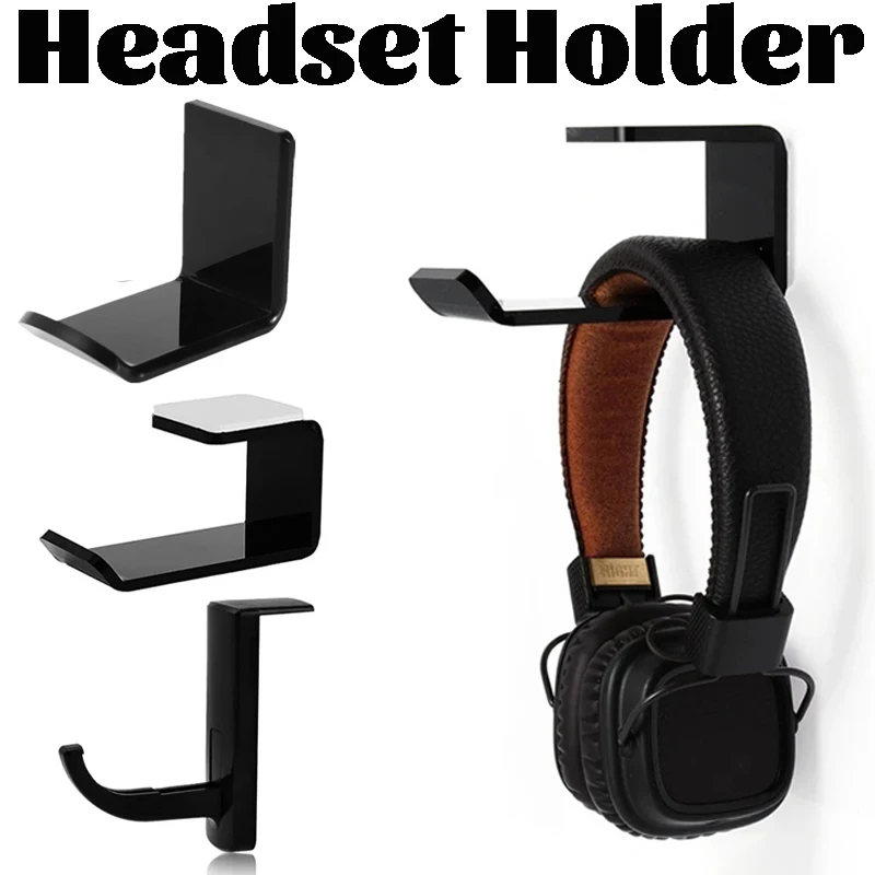 Headphone-Holder-Stand-Adhesive-Wall-Mounted-Headset-Hanger-Wall-Hook ...
