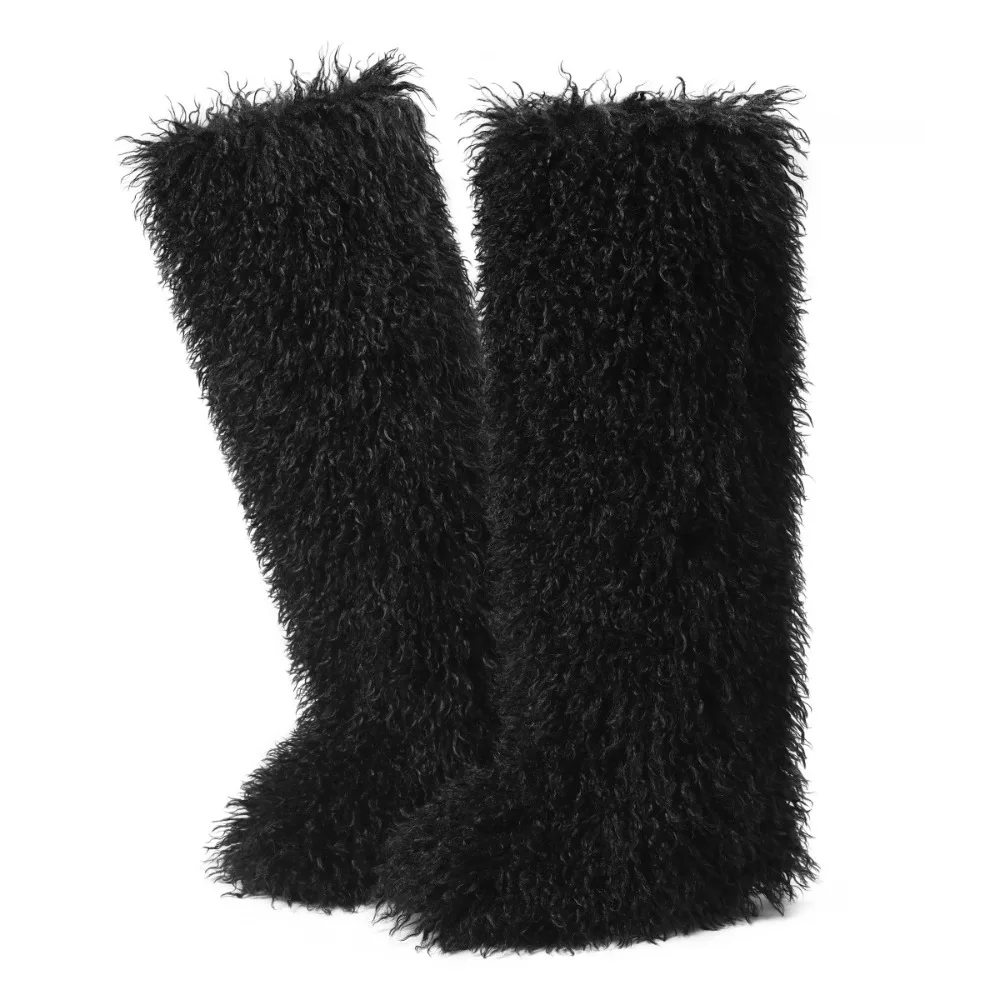 New Fluffy Fuzzy Boots Warm Long Knee High Boots Platform Tall Fur ...