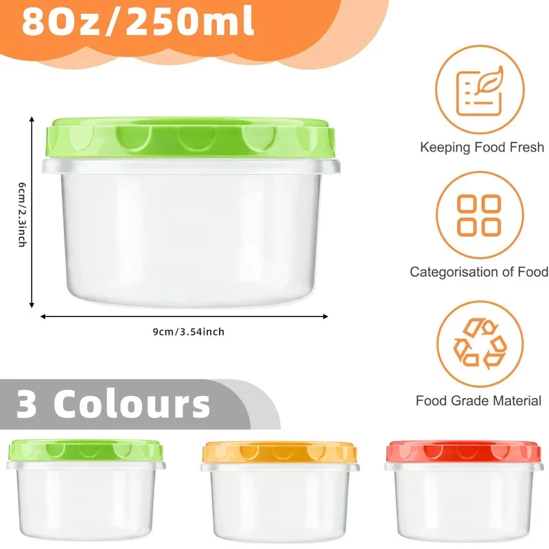 Freezer Safe Yellow 8 Oz Reusable Plastic Food Container with Lids Deli ...