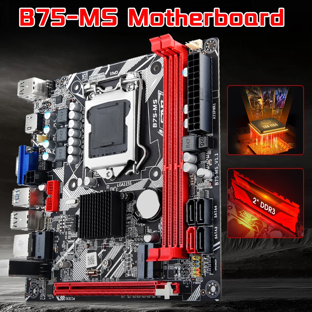 Computer-Gaming-Motherboard-para-PC-B75-MS-LGA-1155-DDR3-16GB-USB-3-0 ...