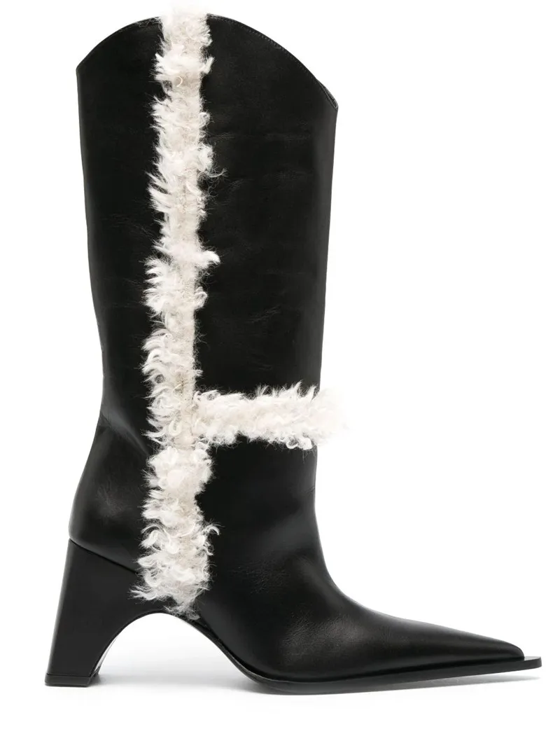 Botas-puntiagudas-de-media-manga-para-mujer-botines-de-tac-n-alto ...