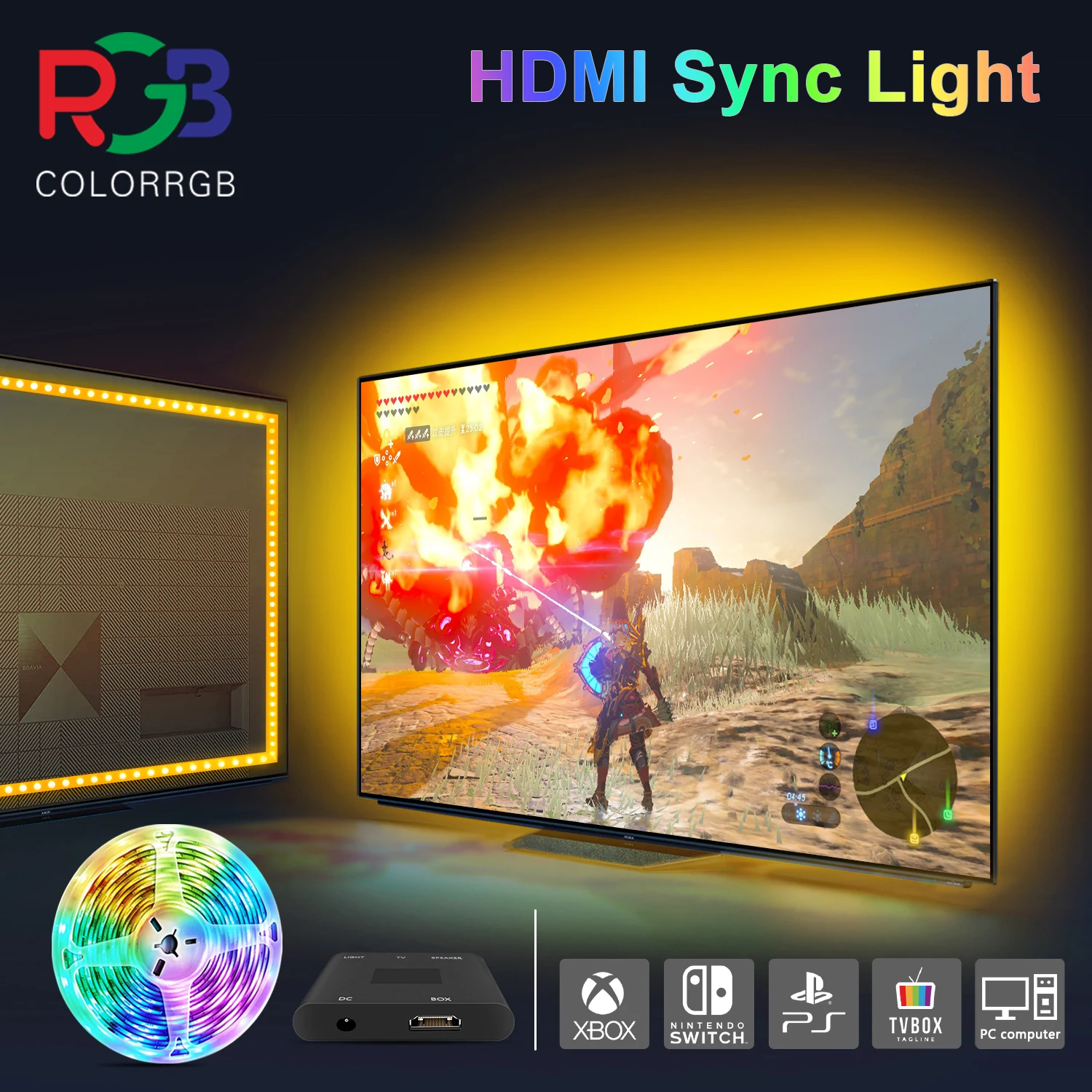 Ambient Tv Pc Backlight Led Strip Lights For Hdmi Device Hdmi Sync Box ...