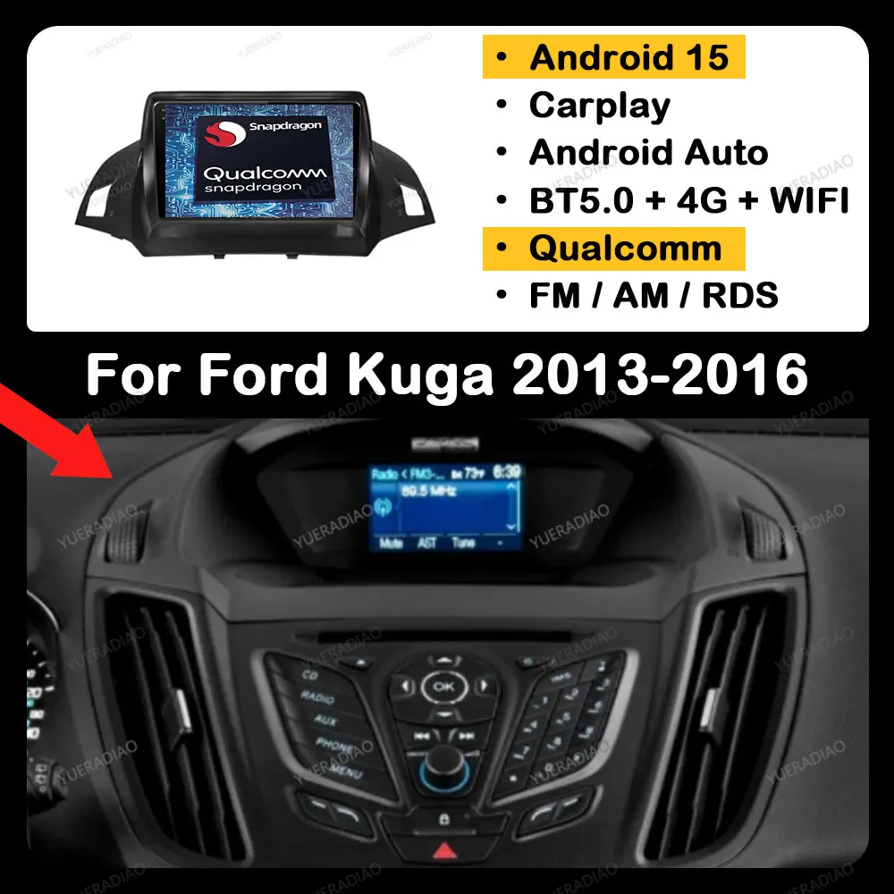 Android 15 Car Radio For Ford Kuga Escape 2013 - 2016 GPS NAVI 2DIN ...