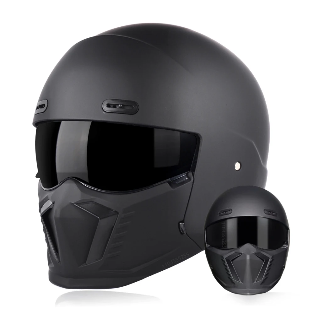 Retro Motorcycle Helmet Modular Full Face Helmet Open Face Detachable ...
