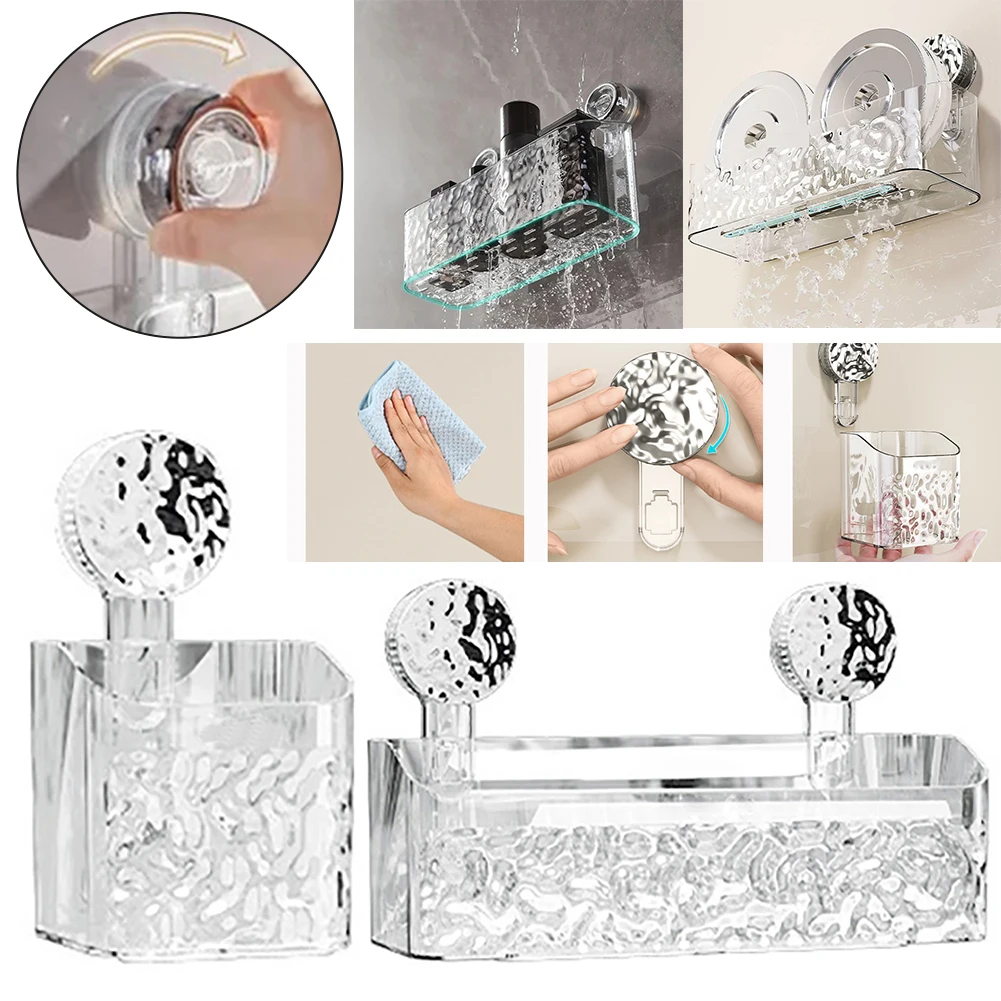 Glacier-Pattern-Shower-Storage-Rack-Light-Luxury-Style-Clear-Suction ...