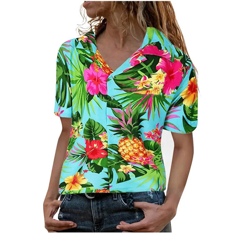 Summer-Hawaiian-Tropical-Floral-Shirts-3D-Print-Women-Short-Sleeve ...