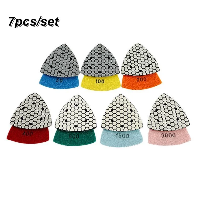 7PCS 90mm Triangle Diamond Dry Polishing Pads For Granite Marble ...