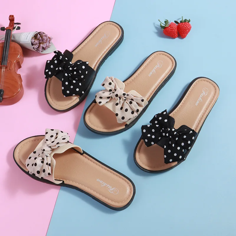 Summer-2024-New-Women-Slippers-Female-Wave-Dot-Bow-Knot-Flip-Flops ...